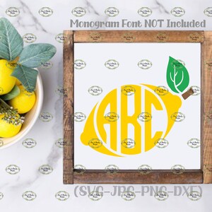 Lemon Monogram Frame... SVG PNG JPG Digital Download | Etsy