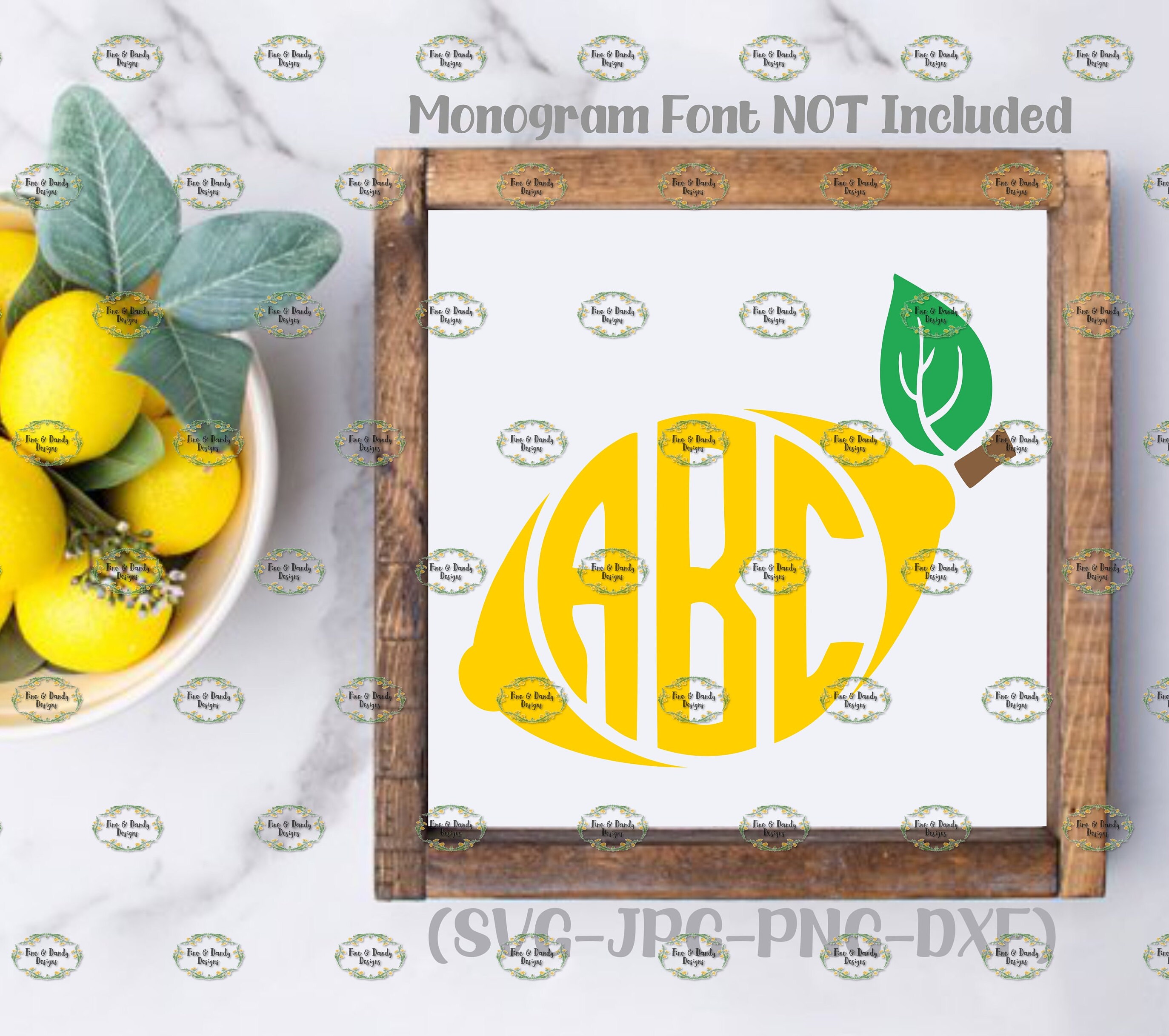 Lemon Monogram Frame... SVG PNG JPG Digital Download | Etsy
