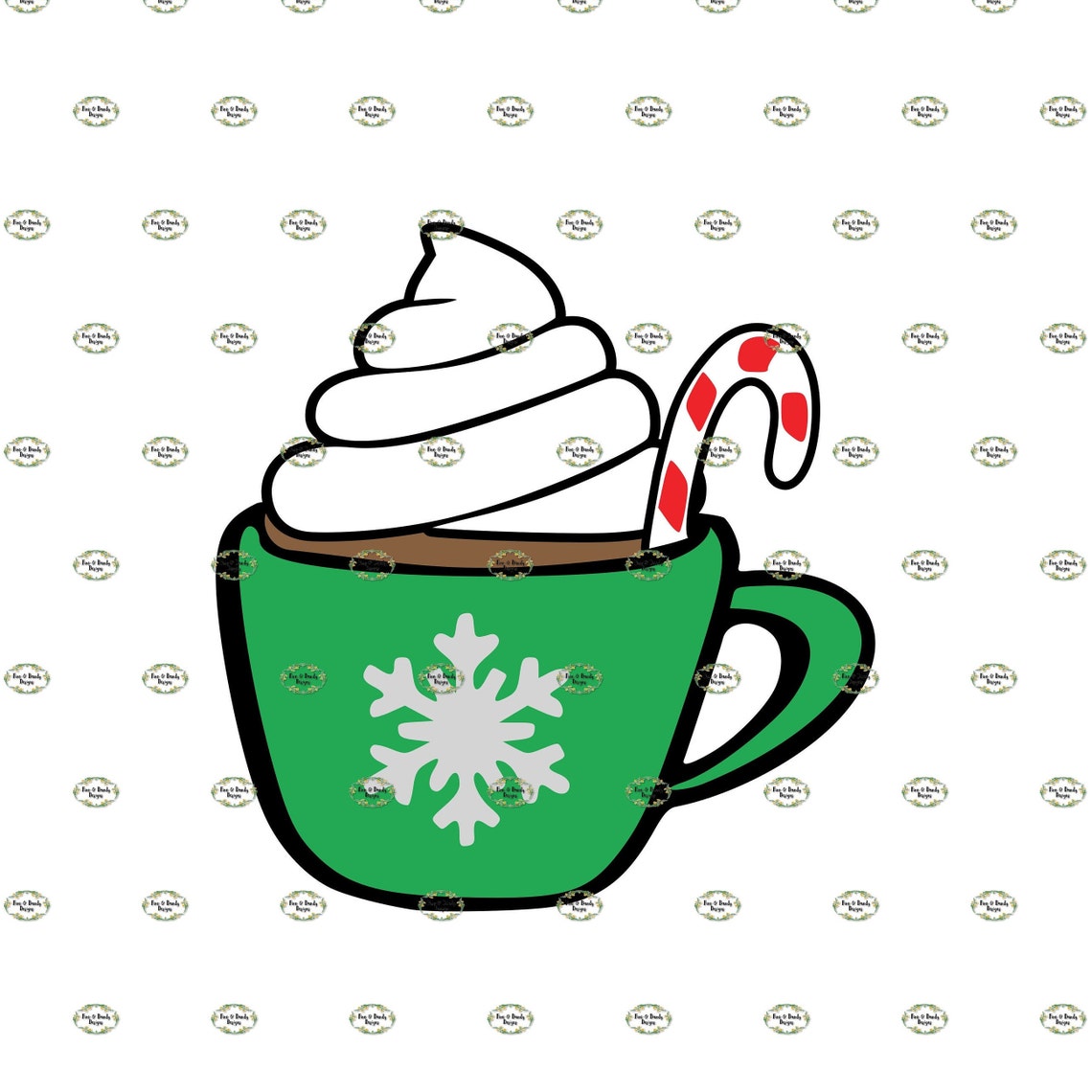 Hot Chocolate With Candy Cane... SVGPNG JPG Cut File - Etsy