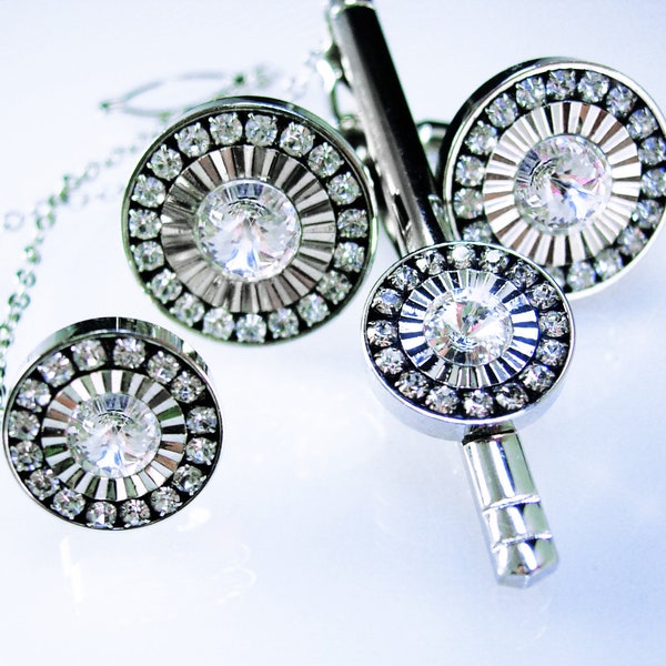 Rhinestone Cufflinks - Etsy