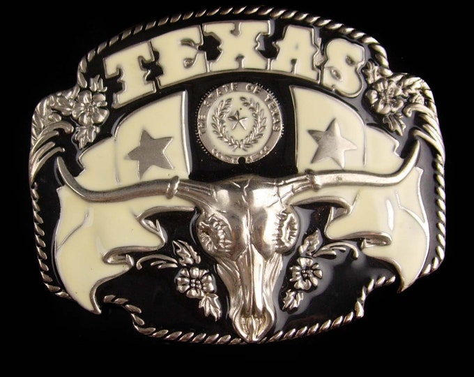HUGE Texas Buckle - Men's Vintage Rodeo Steer - Long Horn Cattle ...