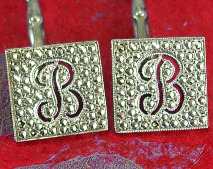 Marcasite Initialed B Cufflinks Vintage Sterling Silver 8.6 - Etsy