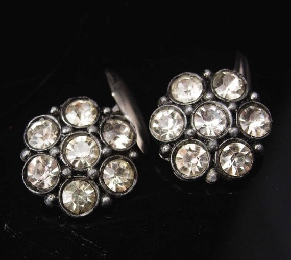 Antique button cufflinks / Vintage Rhinestone Button … - Gem