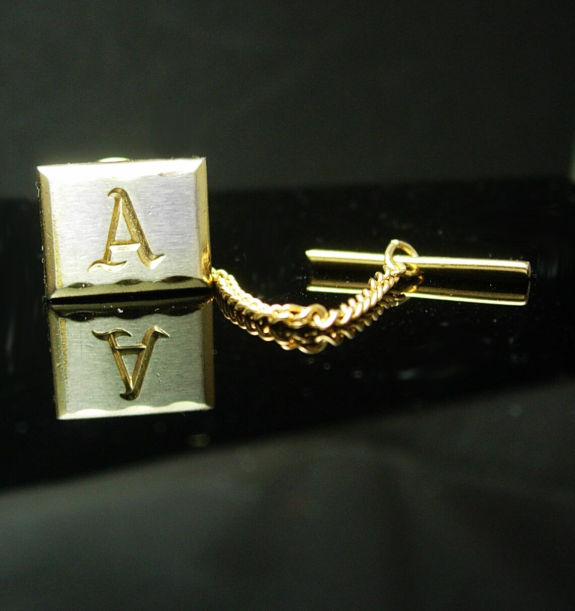 Fancy Initial A Vintage Tie Clip IN BOX Silver Gold Letter - Etsy