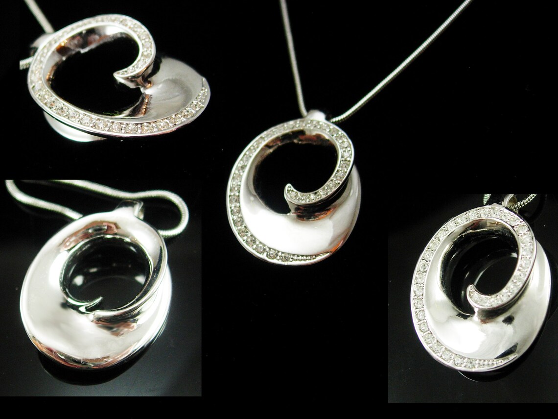 Modernist Letter C Necklace Faux Diamond Necklace Personalized - Etsy