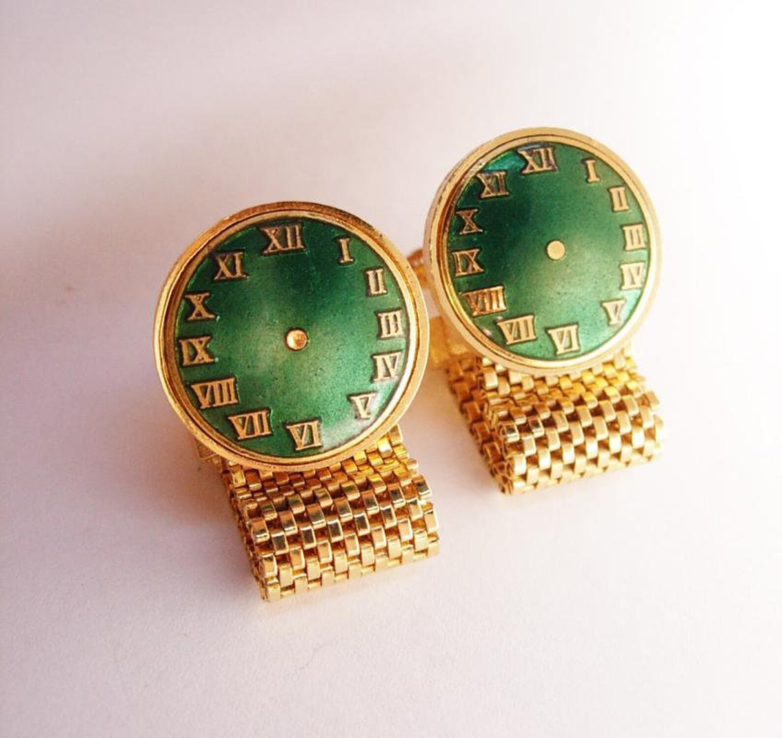 Clock Cufflinks Enamel Vintage Wedding Cufflinks Groom - Etsy