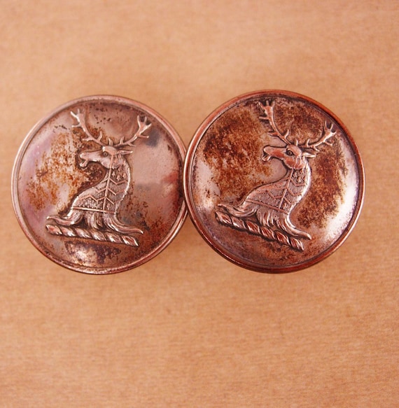 Antique London button Cufflinks - Vintage deer set - … - Gem