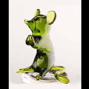 Praying Mouse Paperweight / Glass Mice / Vintage Blown Glass / Green ...