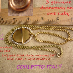 18k Gold Cameo Pendant / Victorian Portrait Genuine Diamond / Corletto ...