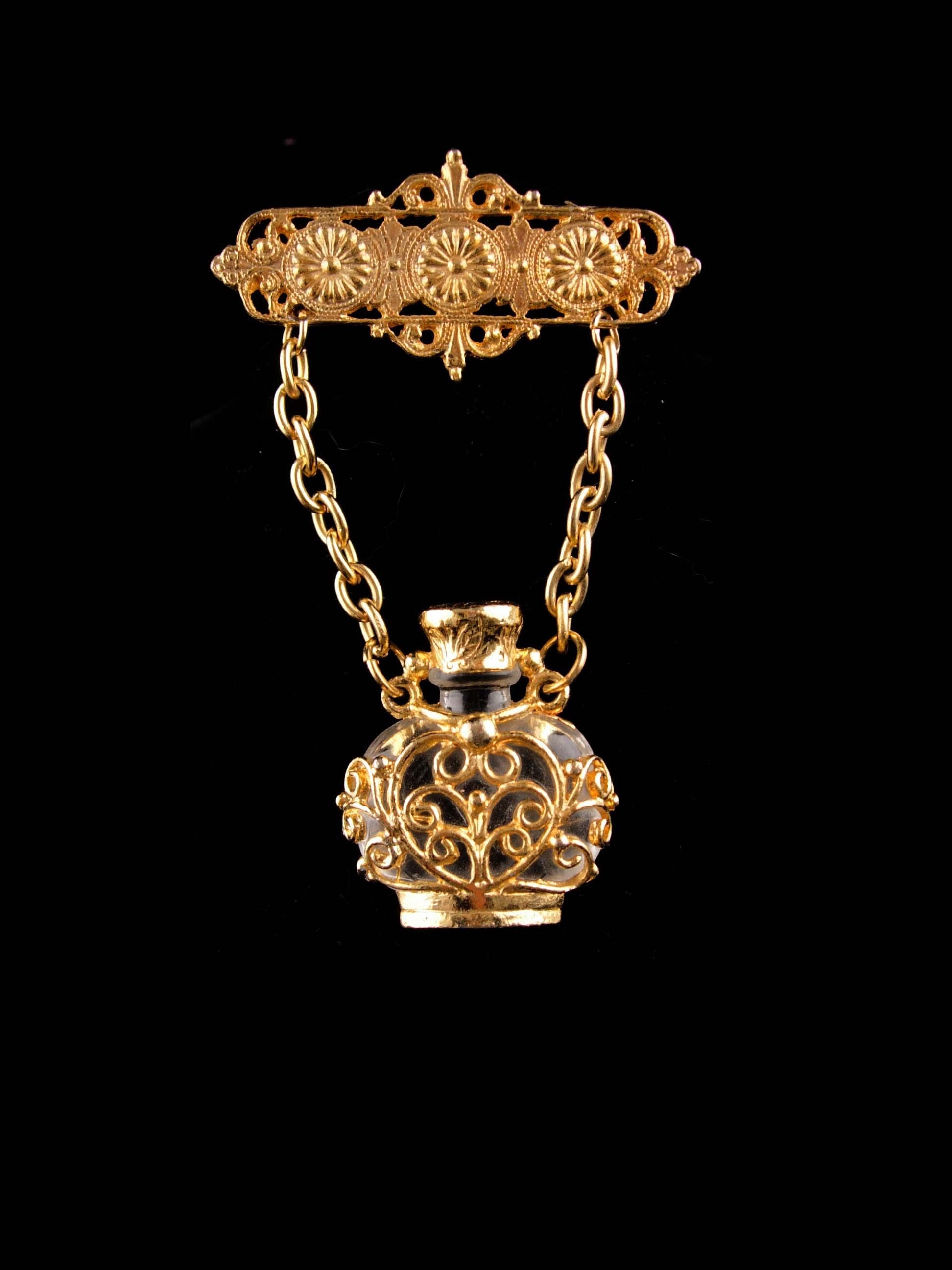 Vintage Chatelaine Perfume Brooch Ornate Filigree Lapel Pin - Etsy