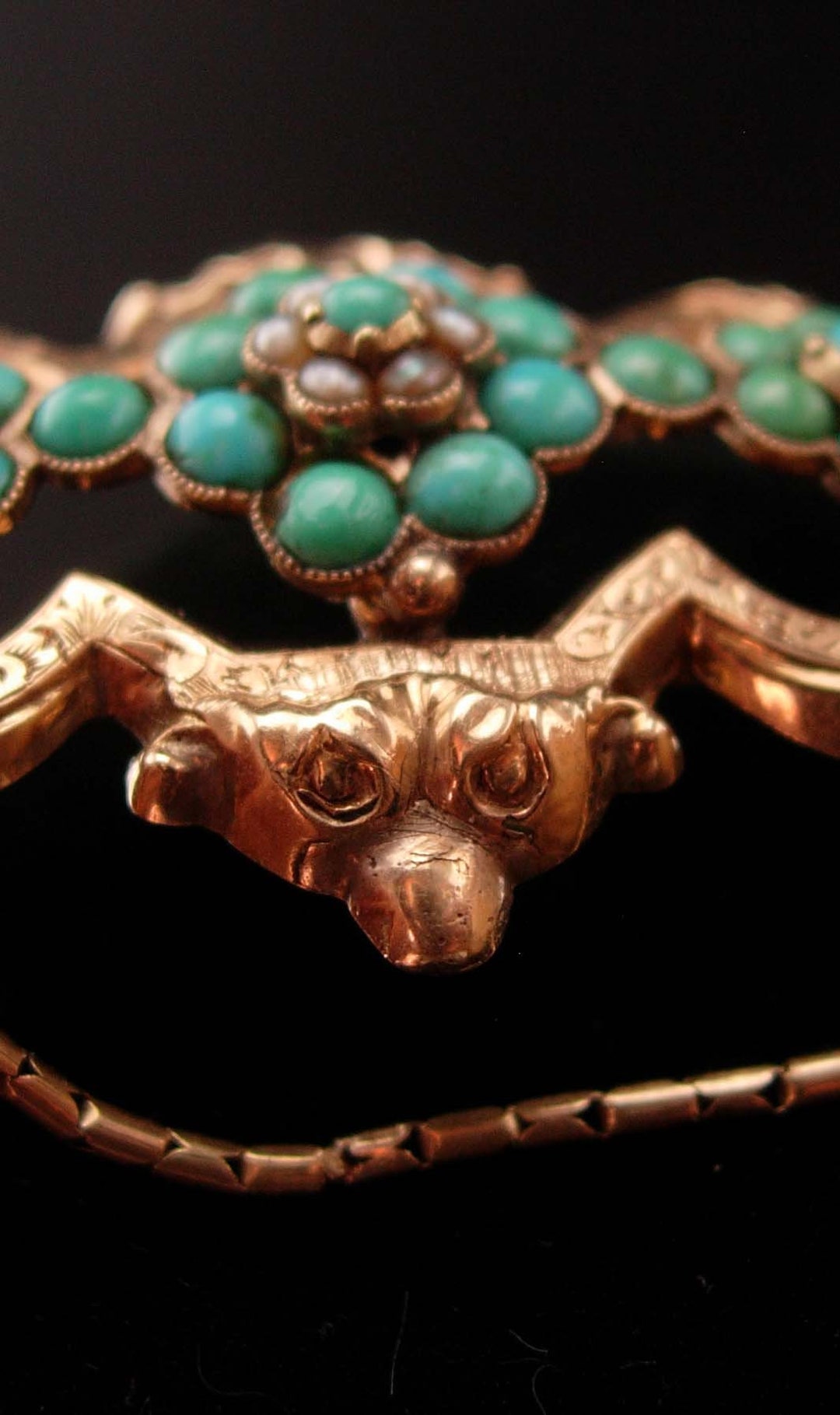 Antique 10k Gold Mythical Griffin Pin / Gold Gothic Turquoise Brooch ...