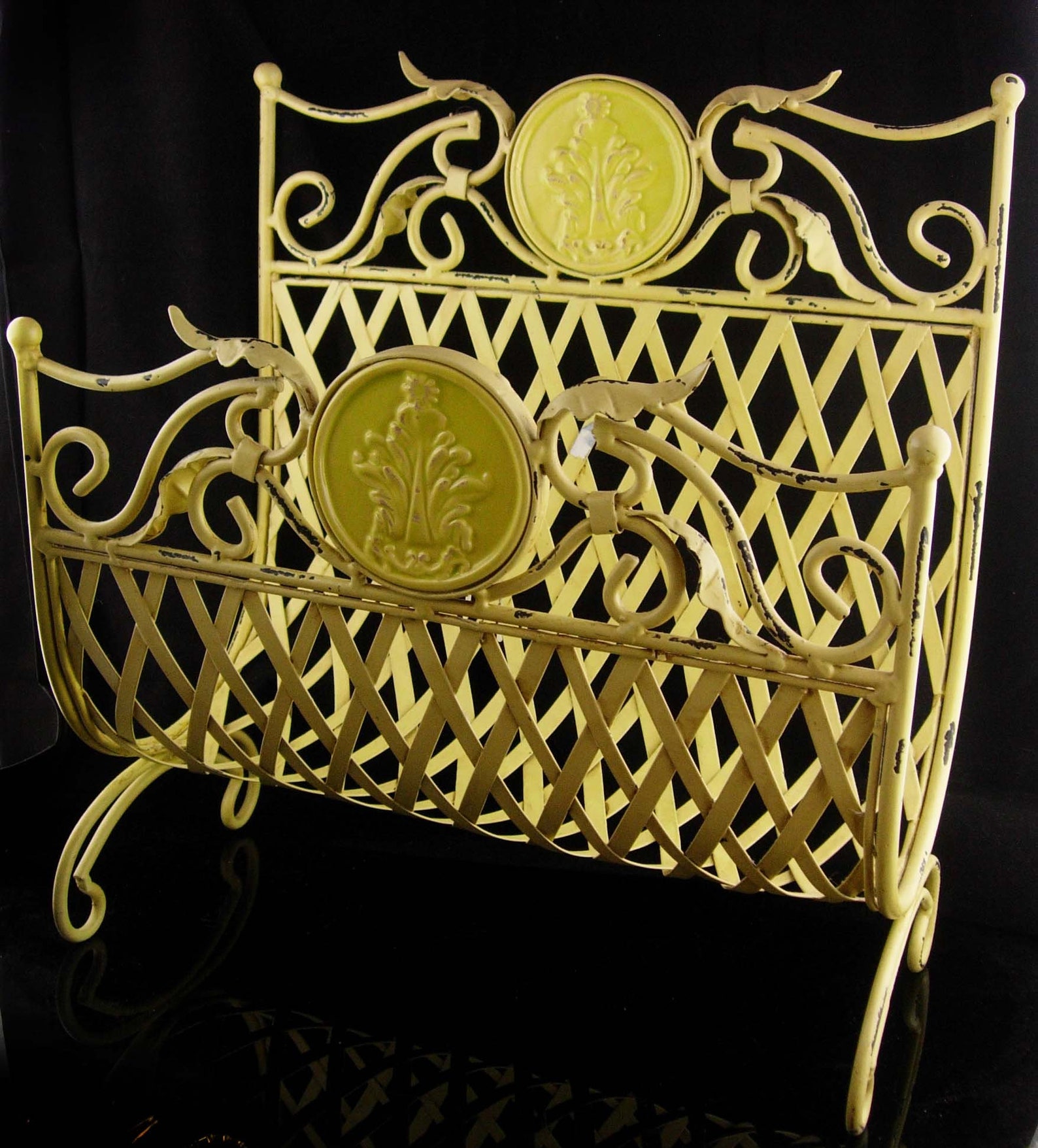 Antique Magazine Rack Fleur De Lis Medallions Vintage Art - Etsy