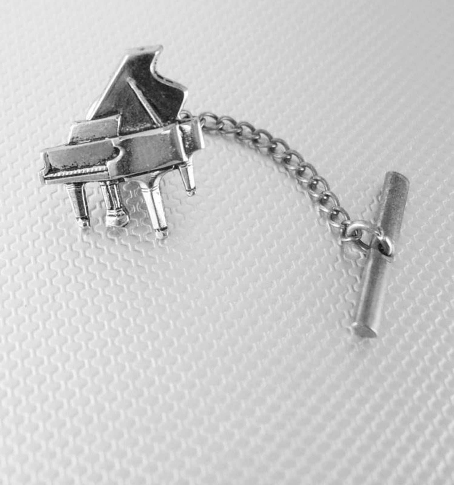 Baby Grand Piano Silver Tie Tack With Chain Musician Pianist | Etsy
