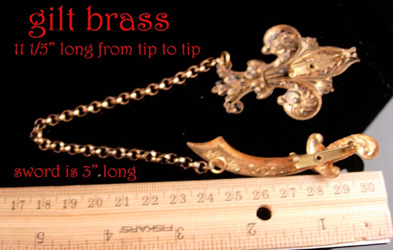 Antique Cloak Clasp With Chains Large Fleur De Lis Cloak - Etsy