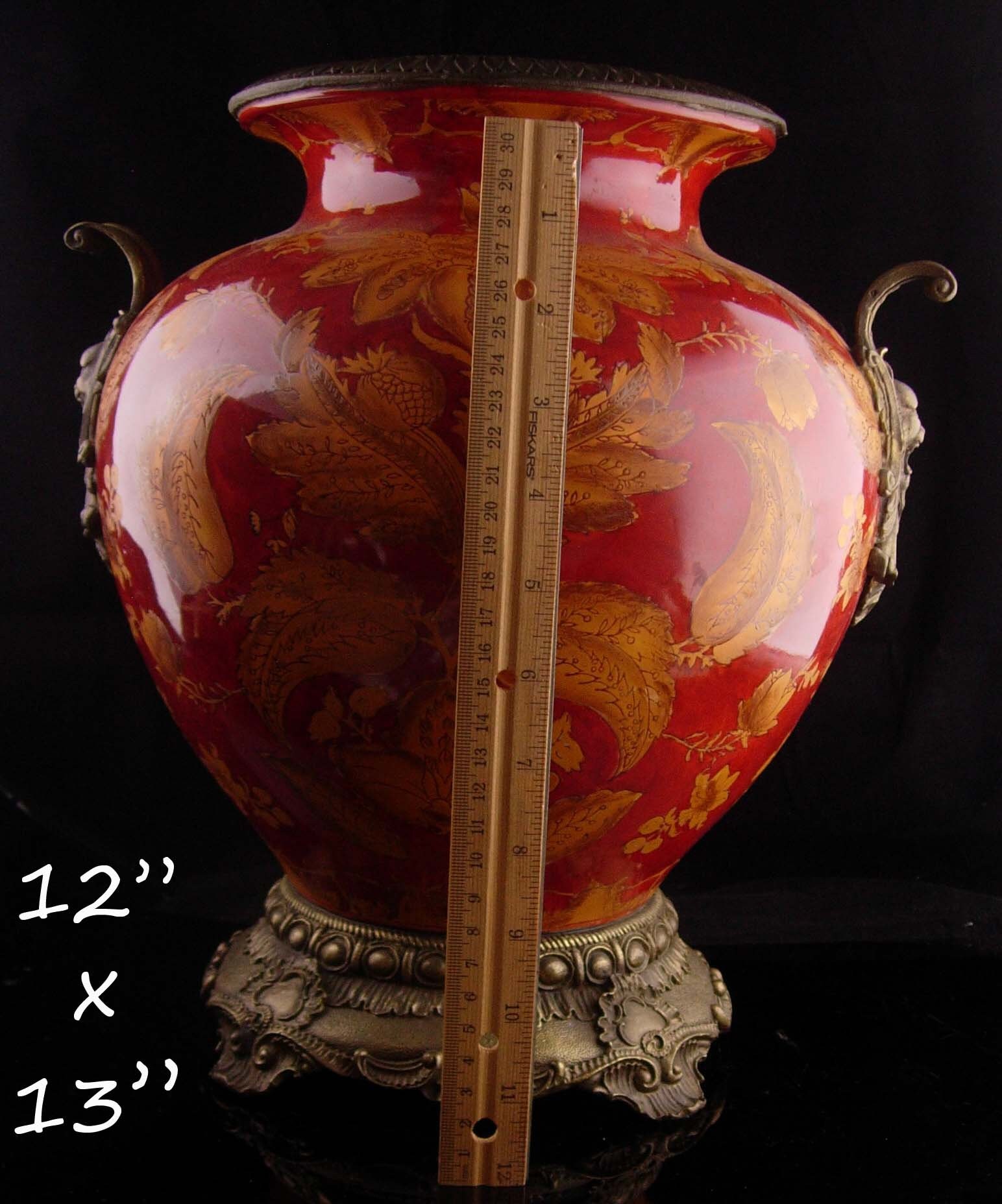 HUGE Gargoyle Urn Antique Style HEAVY Pottery Vase Brass - Etsy