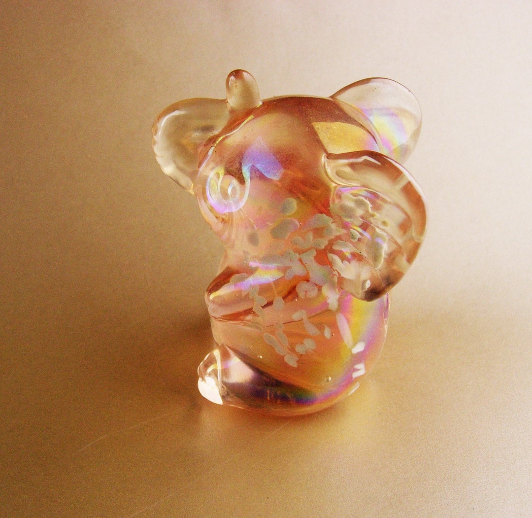 Vintage Elephant Paperweight / Good Luck Gift Carnival Glass ...