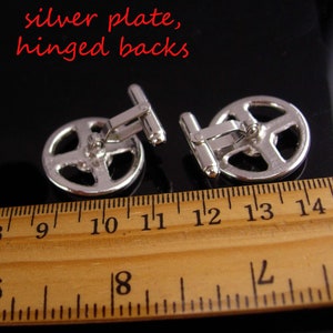 Vintage Touring Roadster Cufflinks / Car Steering Wheel / Silver ...