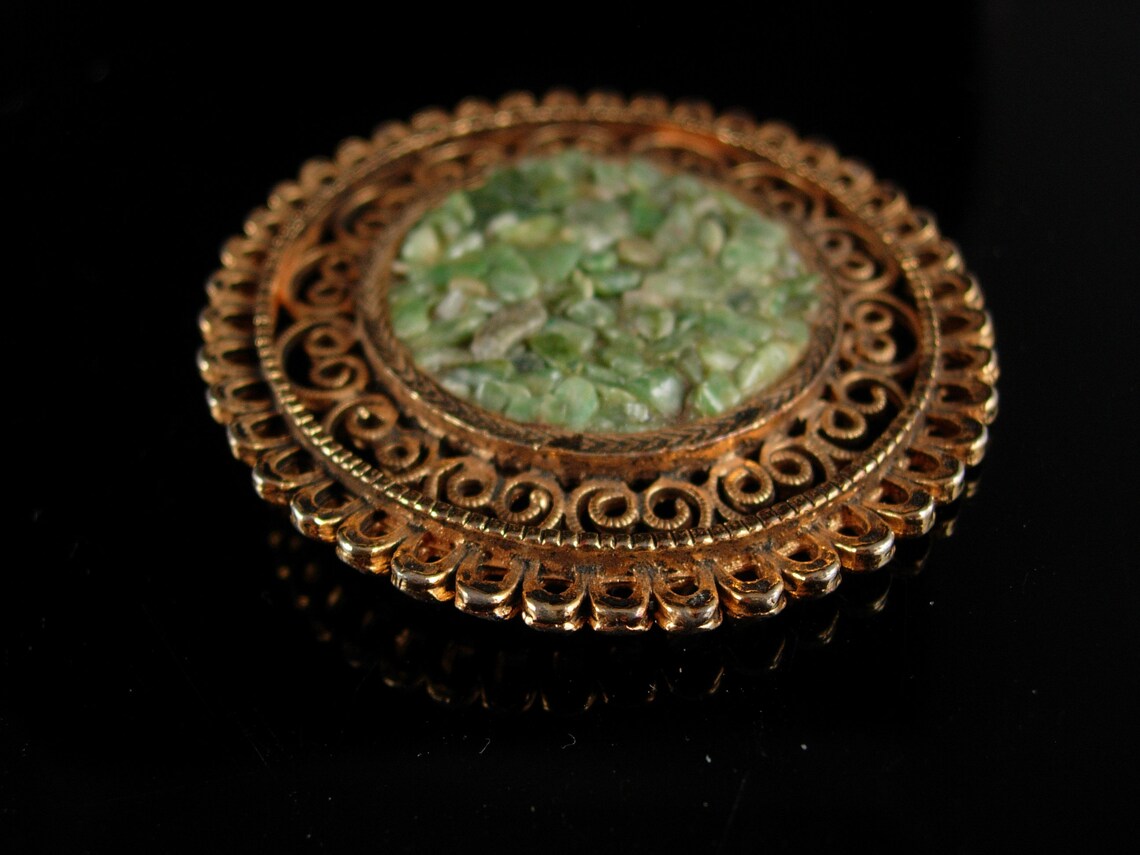 HUGE brooch Vintage Gold filligree statement jewelry Oriental | Etsy