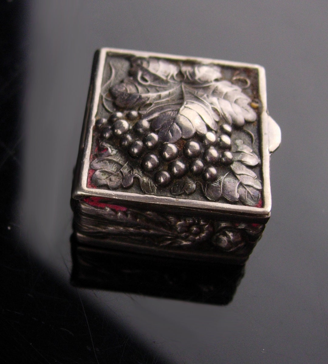 Antique RING Box Sterling Wedding Box Miniature Snuff Casket Italian ...