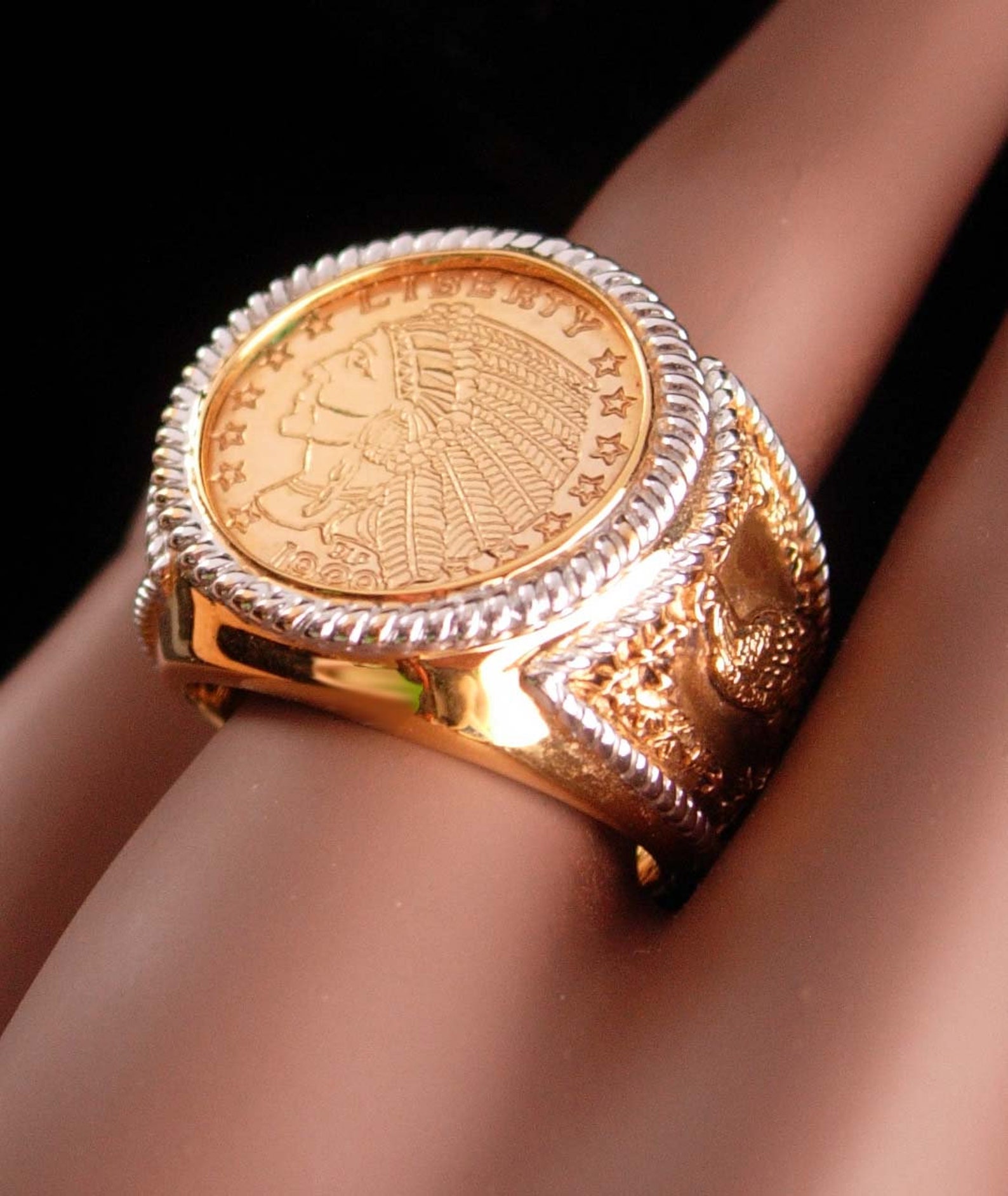 Indian Head Coin Ring Vintage Replica Five Dollar Coin - Etsy