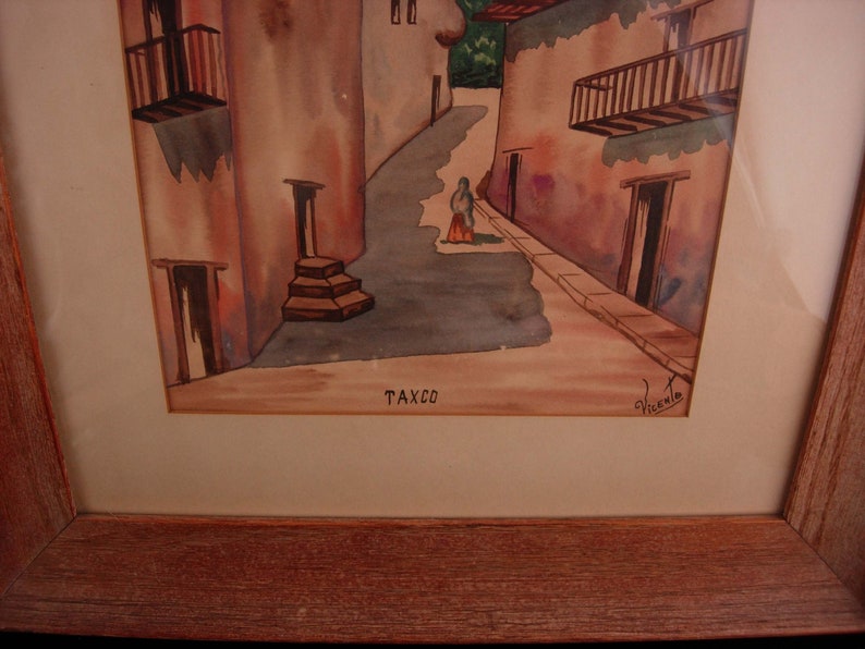 Vintage Watercolor Taxco Signed Framed Citiscape Southwest - Etsy