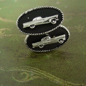 LARGE Car Cufflinks Vintage Antique Roadster 1957 Tbird Thunderbird MG ...