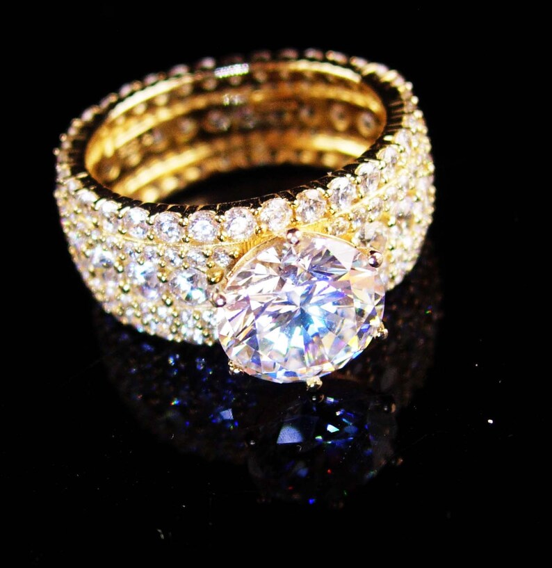 HUGE Engagement Ring 4ct Absolute Pave Cz Band Gold Over - Etsy
