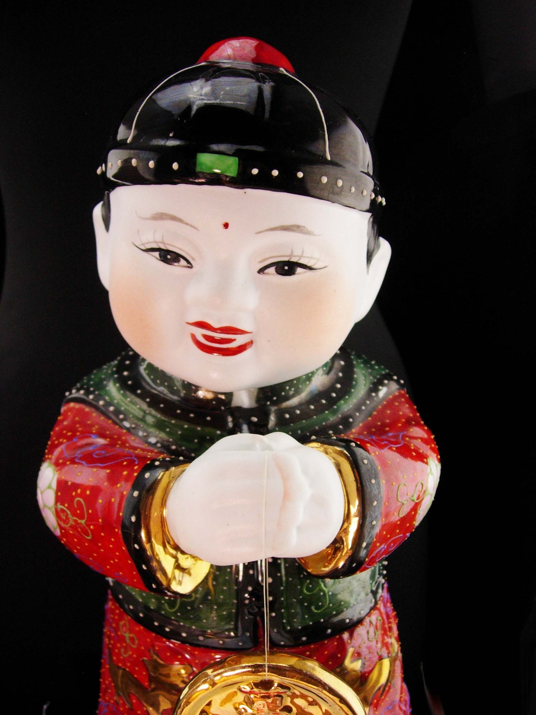 Very Large Red Jintong Golden Boy Yunu Chinese Statue Housewarming Gift ...