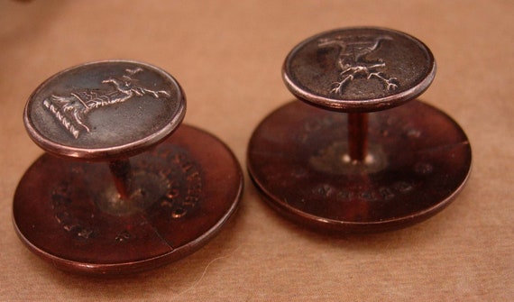 Antique London button Cufflinks - Vintage deer set - … - Gem
