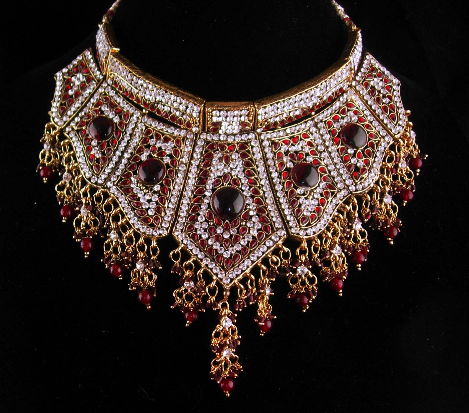Vintage Cleopatra Necklace Dramatic Gold Red Rhinestone - Etsy