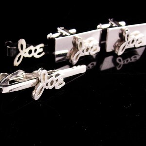 Personalized Joe Cufflinks Father Son Set Bonus Child Tieclip Vintage ...