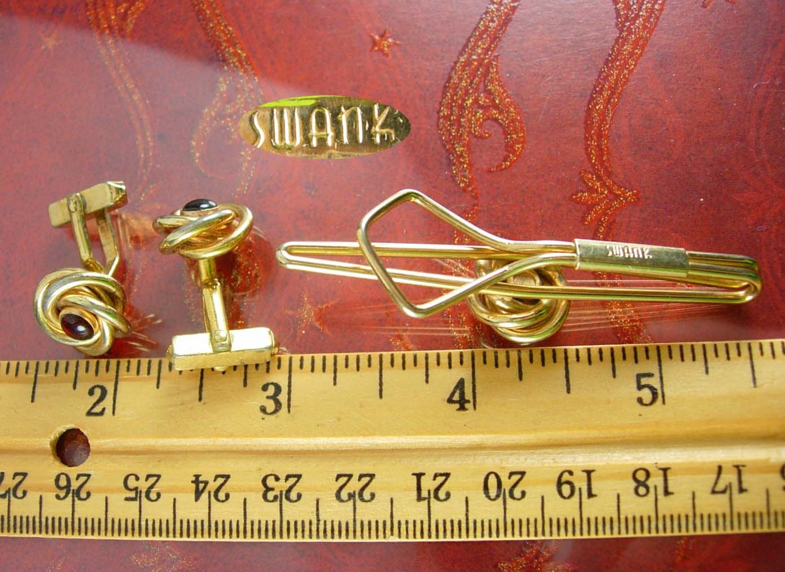 Vintage Red Jewel Cufflinks Art Deco Love Knots Cuff Links Tie - Etsy