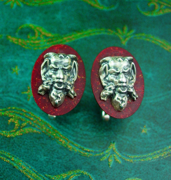 Vintage Devil Cufflinks / Hickok jewelry / bakelite d… - Gem