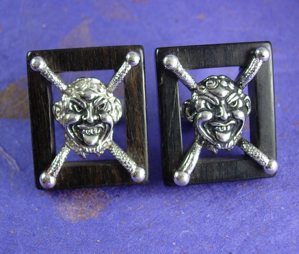 Grotesque Silver DEVIL Cufflinks Vintage Crossbones Demon - Etsy