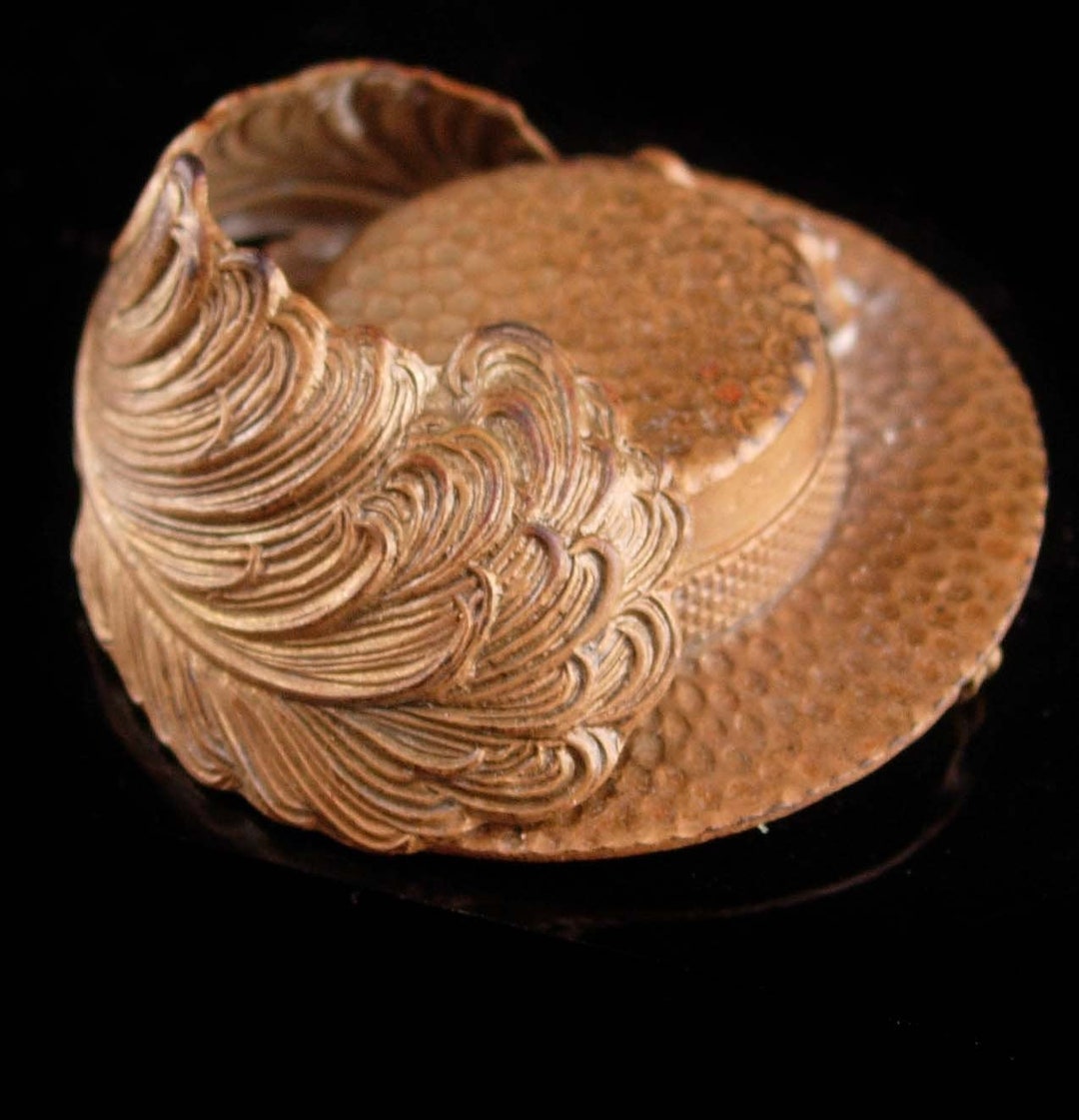 Antique Brooch - Feather Hat - Cavalier Feather Pin - Brass Musketeer ...
