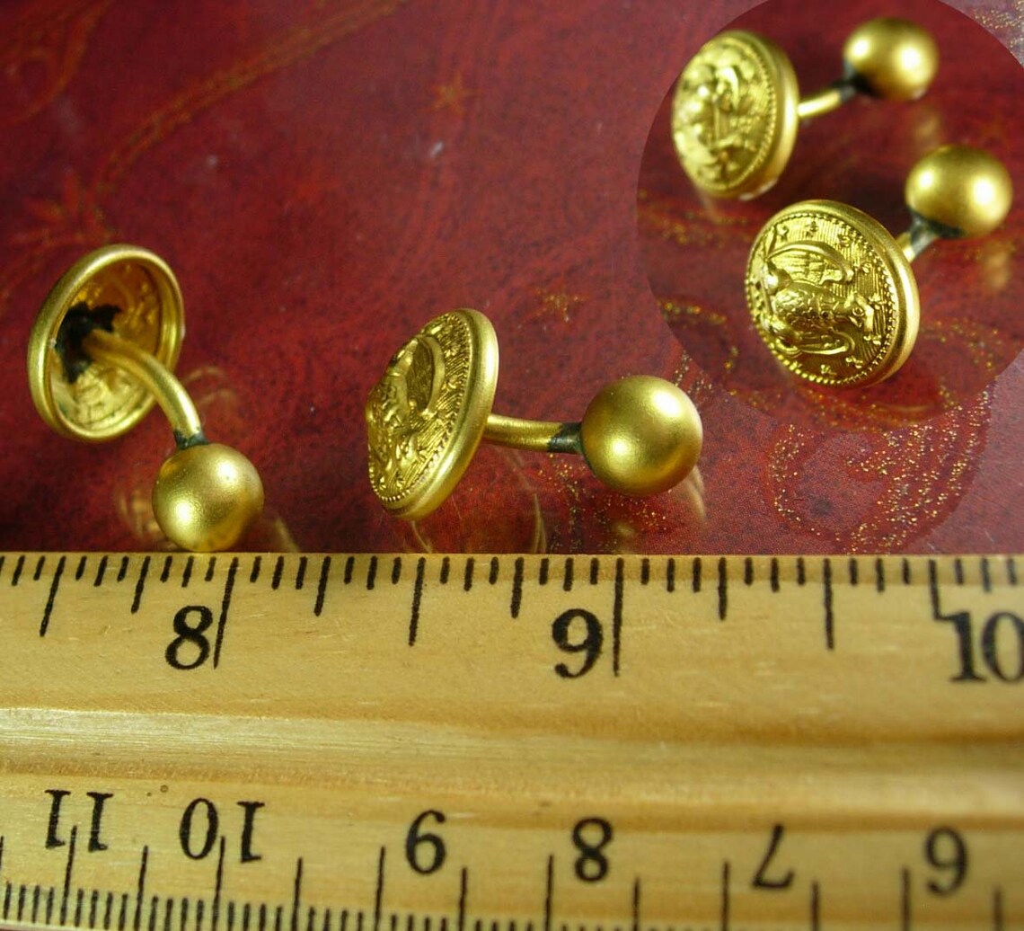 1800's Antique Navy Cuff Links Vintage Gold Eagle | Etsy