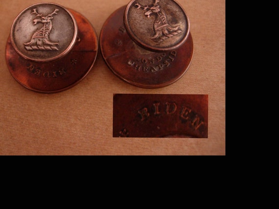 Antique London button Cufflinks - Vintage deer set - … - Gem