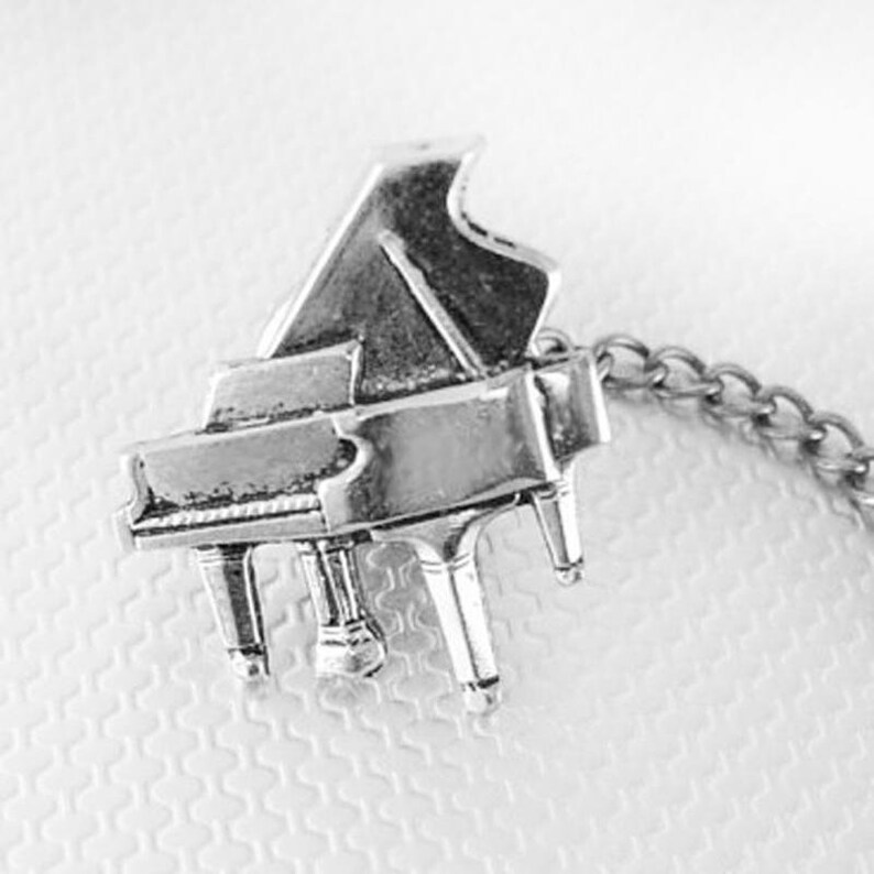 Baby Grand Piano Silver Tie Tack With Chain Musician Pianist | Etsy
