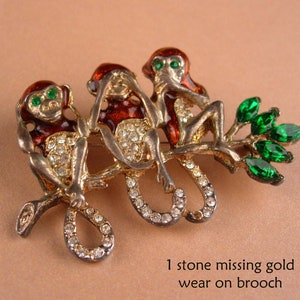 Vintage Monkey Brooch - Enamel Monkey Pin - Whimsical Gift -- Figural ...