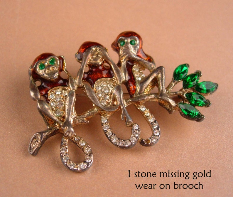 Vintage Monkey Brooch Enamel Monkey Pin Whimsical Gift - Etsy
