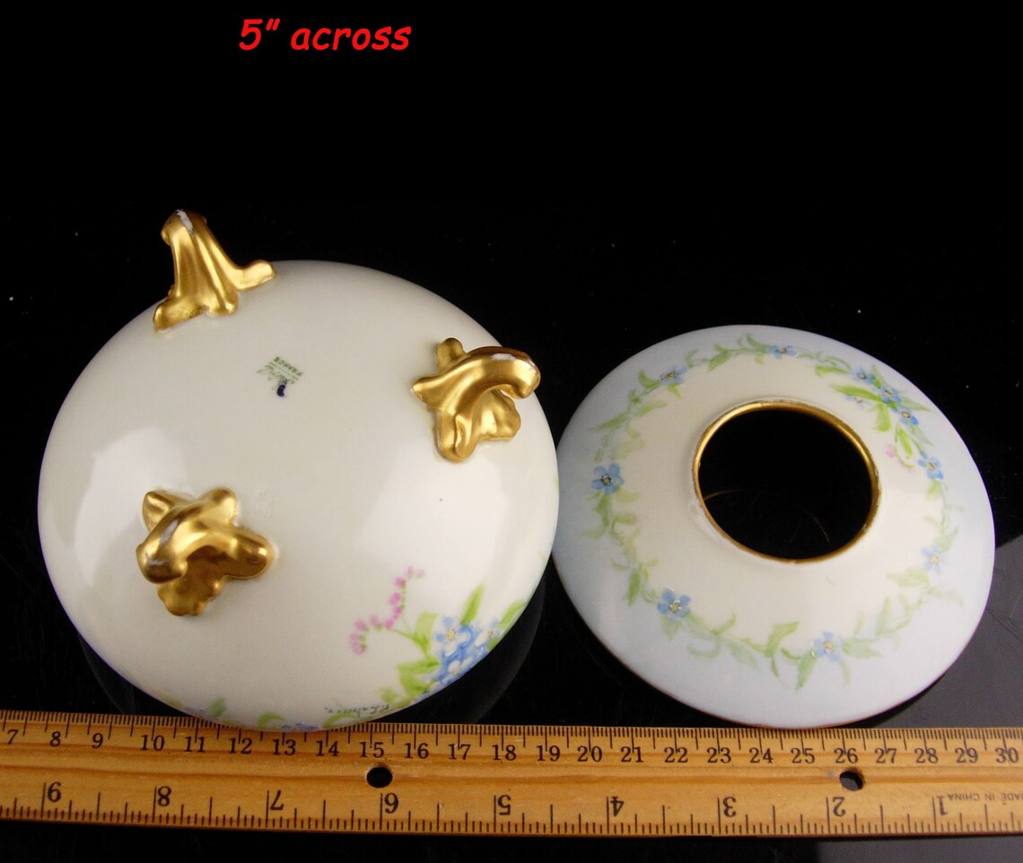 Signed Vintage French Hair Receiver Porcelain Footed With - Etsy