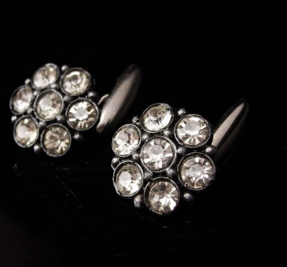 Antique button cufflinks / Vintage Rhinestone Button … - Gem