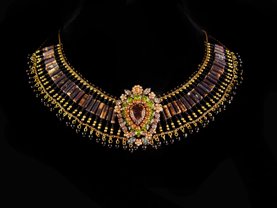 Vintage Cleopatra Necklace dramatic Austria Rhinestone Brooch - Etsy