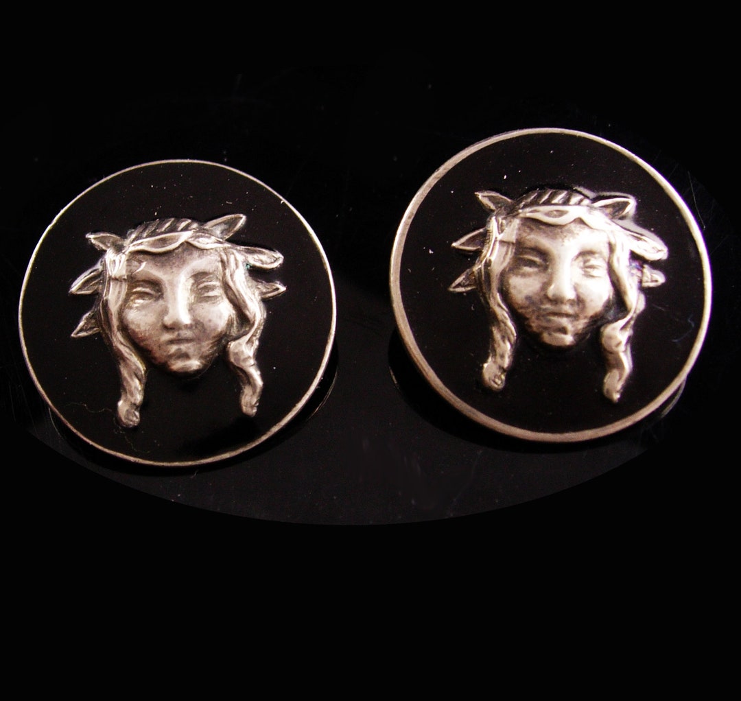 Antique Signed Cufflinks - 800 Silver - Mystical MEDUSA Set - Vintage ...