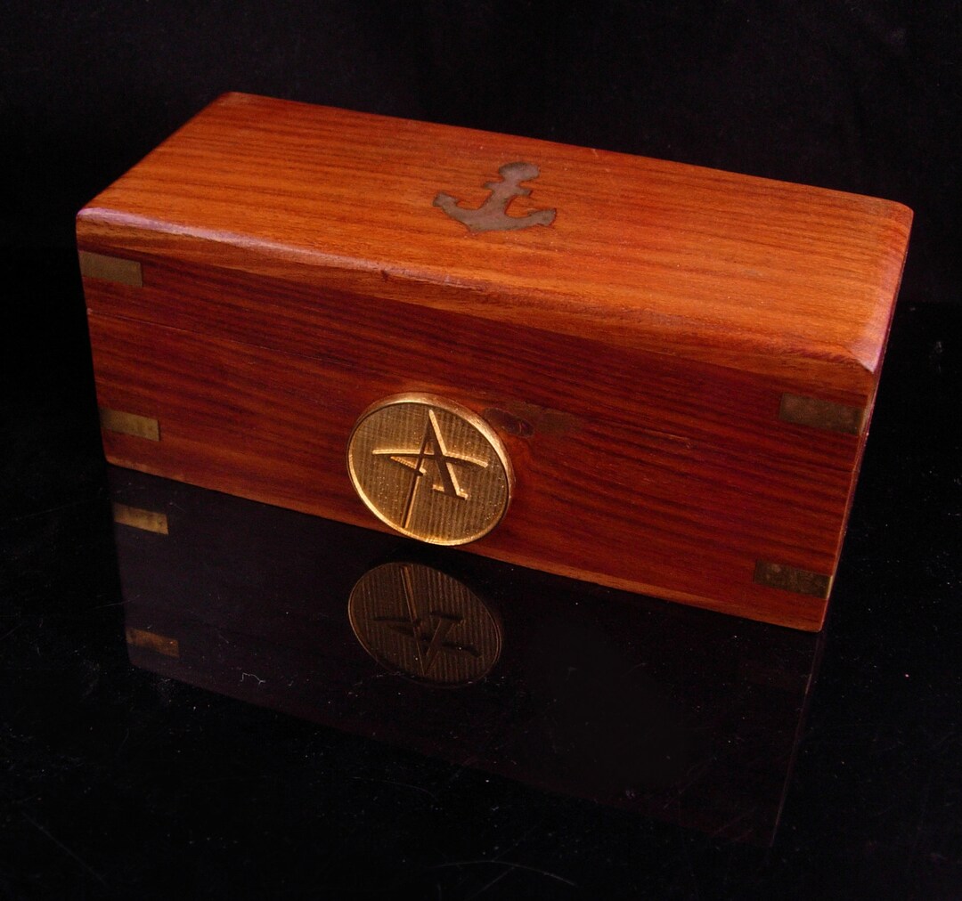 Mens Embossed Ship Box Nautical Anchor Vintage Gift Initial A jewelry ...
