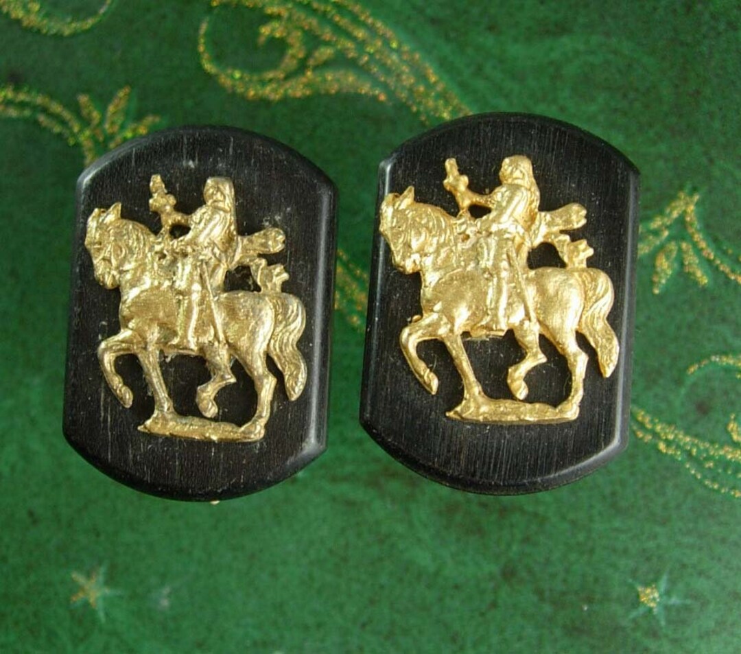 Medieval Knight Cufflinks Wood Vintage Cuff Links Renaissance Revival ...