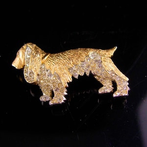 Signed Dog Brooch / Boucher Jewelry / Rhinestone Cocker Spaniel ...