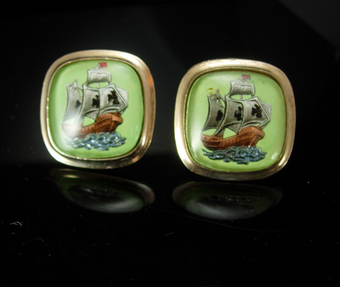 Pirate Ship Cuff Links BIG Schooner Sailing Cufflinks Vintage - Etsy