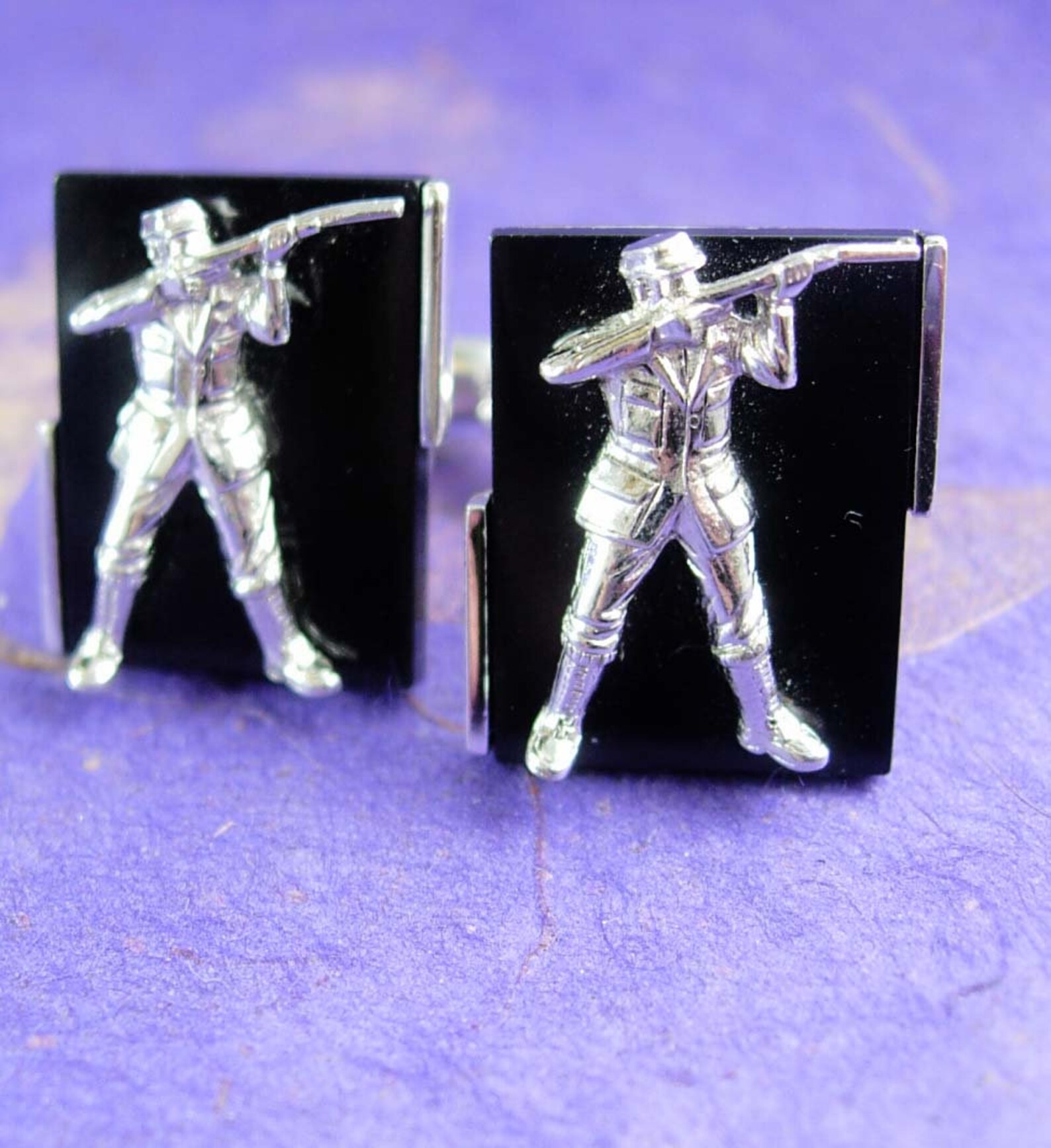 Unusual Hunting Gun Cufflinks Figural Man Rifle Game Warden - Etsy