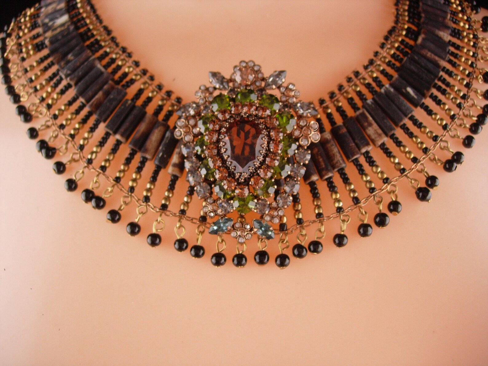 Vintage Cleopatra Necklace dramatic Austria Rhinestone Brooch - Etsy